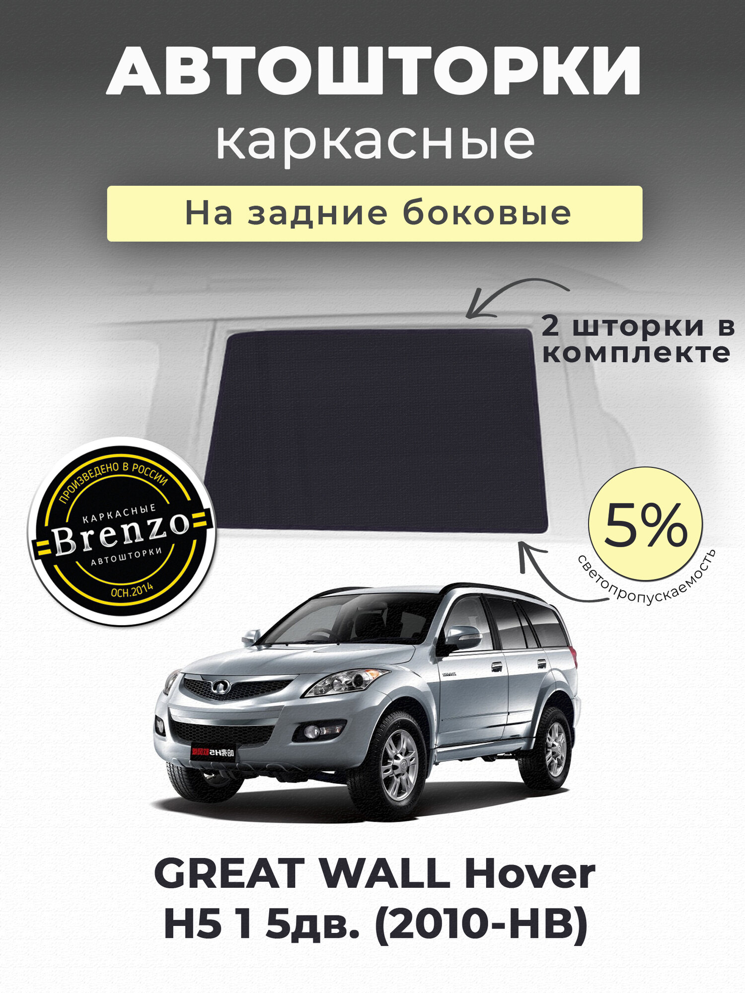 Каркасные шторки GREAT WALL Hover H5 1 Внедорожник 5дв. (2010 - по н. в.) на задние двери 5%, сетки от солнца в машину