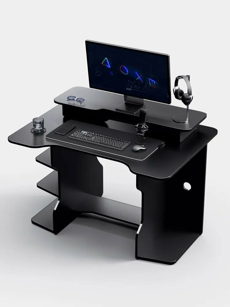 Стол компьютерный игровой геймерский для ПК с RGB подсветкой с подставкой для монитора и под ноги