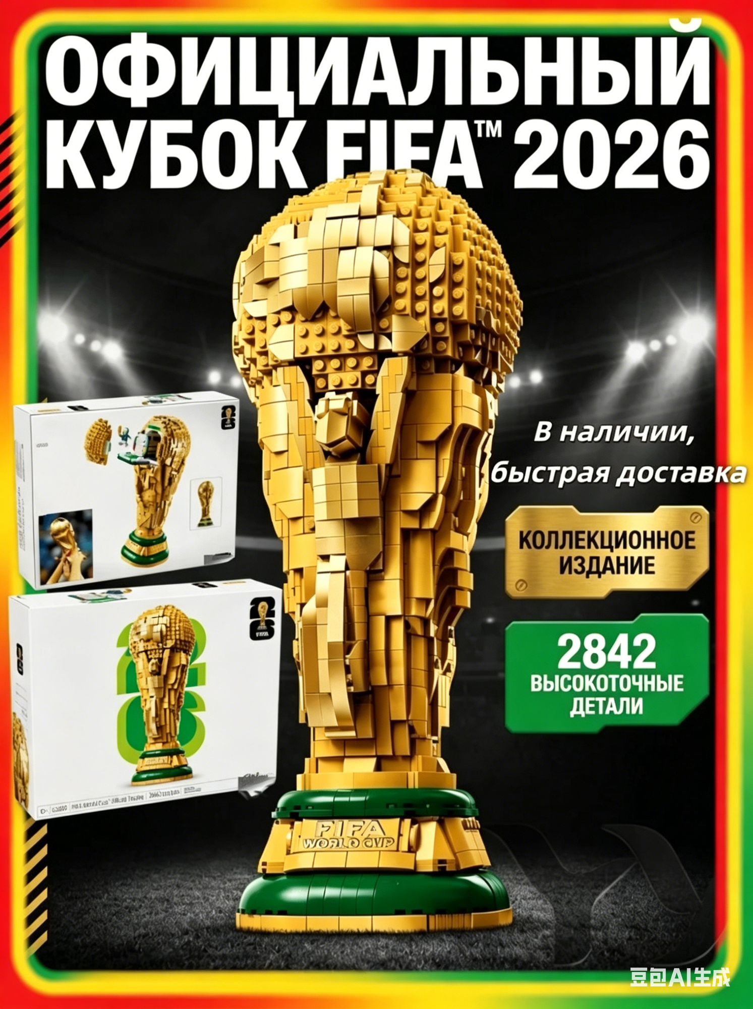 Кубок Чемпионата мира по футболу FIFA, коллекционная модель кубка, подарок для болельщиков, 2842 детали