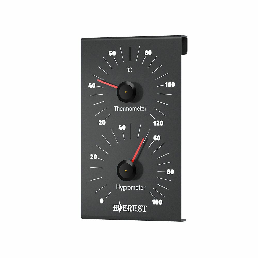 Термогигрометр для бани и сауны EVEREST, алюминий, черный (black) TG-31
