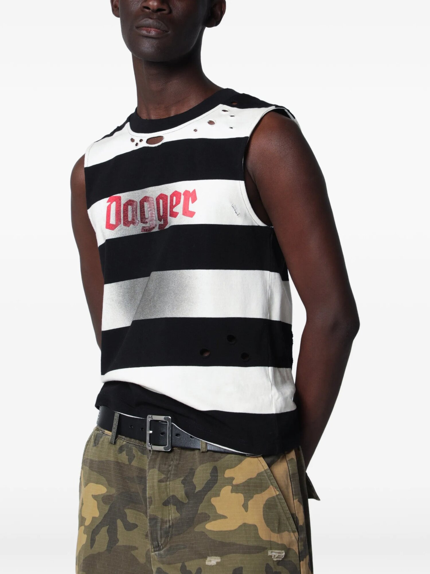 Топ Dean distressed striped vest