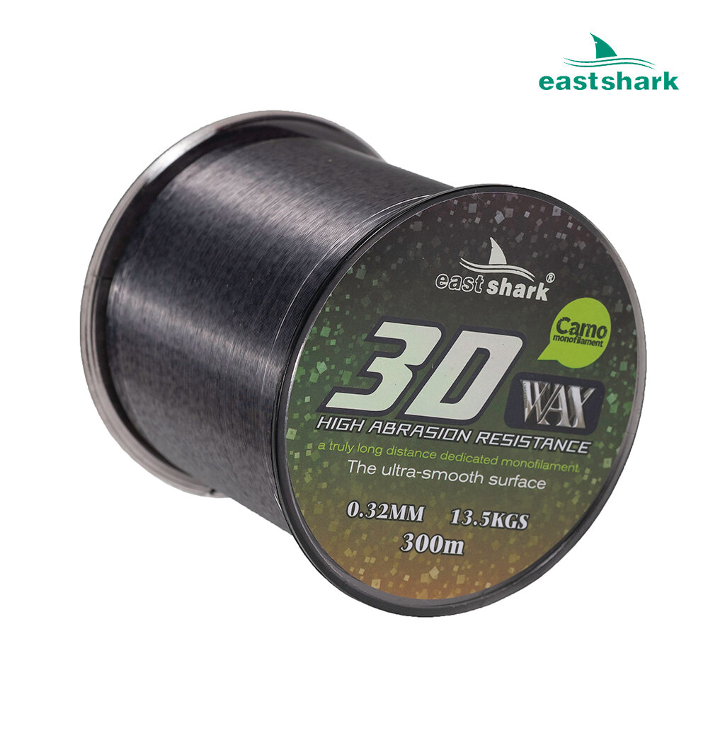 Леска EastShark 3D CAMO WAX 300м 0,4 мм серая