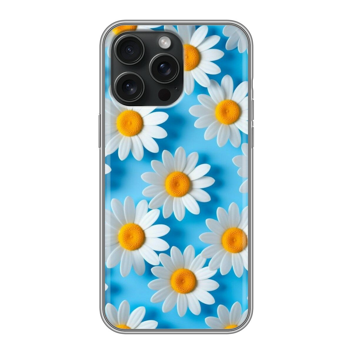 Чехол для Iphone 15 Pro Max с принтом для женщин с Ромашками (Айфон 15 Про Макс)