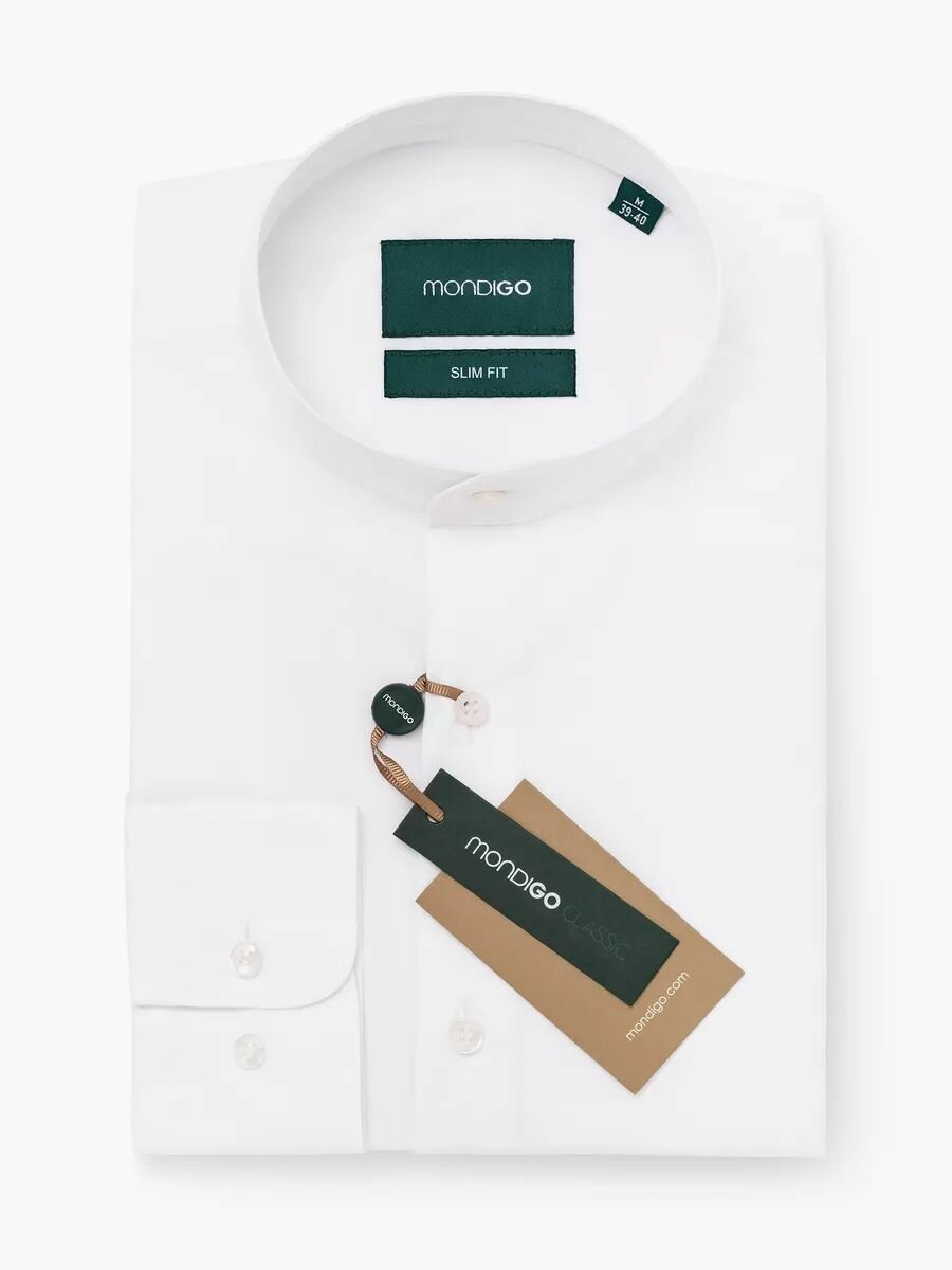 Рубашка с воротником-стойкой SLIM FIT с длинным рукавом