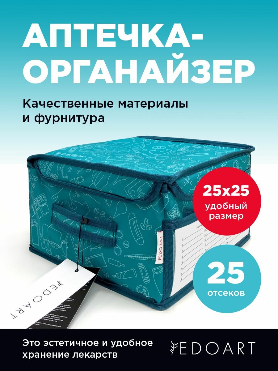 Аптечка-органайзер, для хранения лекарств, бирюзовая