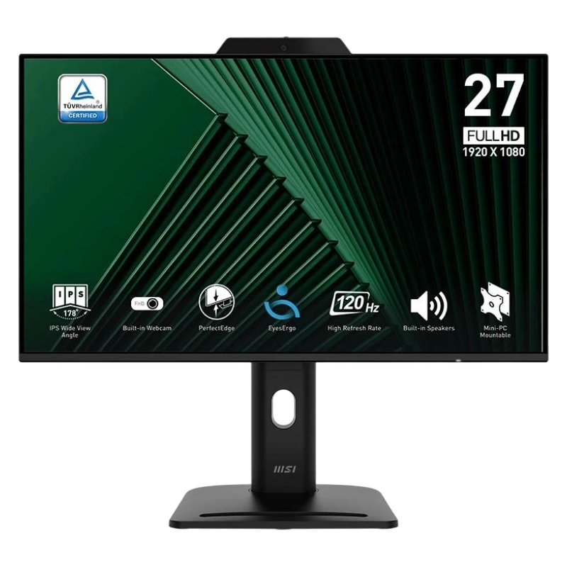 Монитор MSI PRO MP272PMG, 27", 1920x1080, IPS, 120 Гц, веб‑камера, 4 мс, 3 USB, динамик