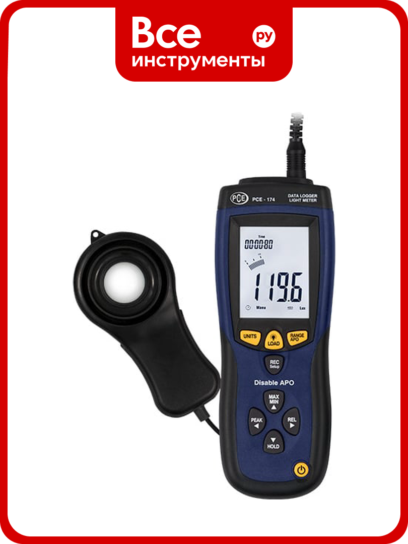 Люксметр LASERTECH PCE 174 P2041183 профессиональный с подсветкой дисплея, широкий диапазон измерения, высокая точность