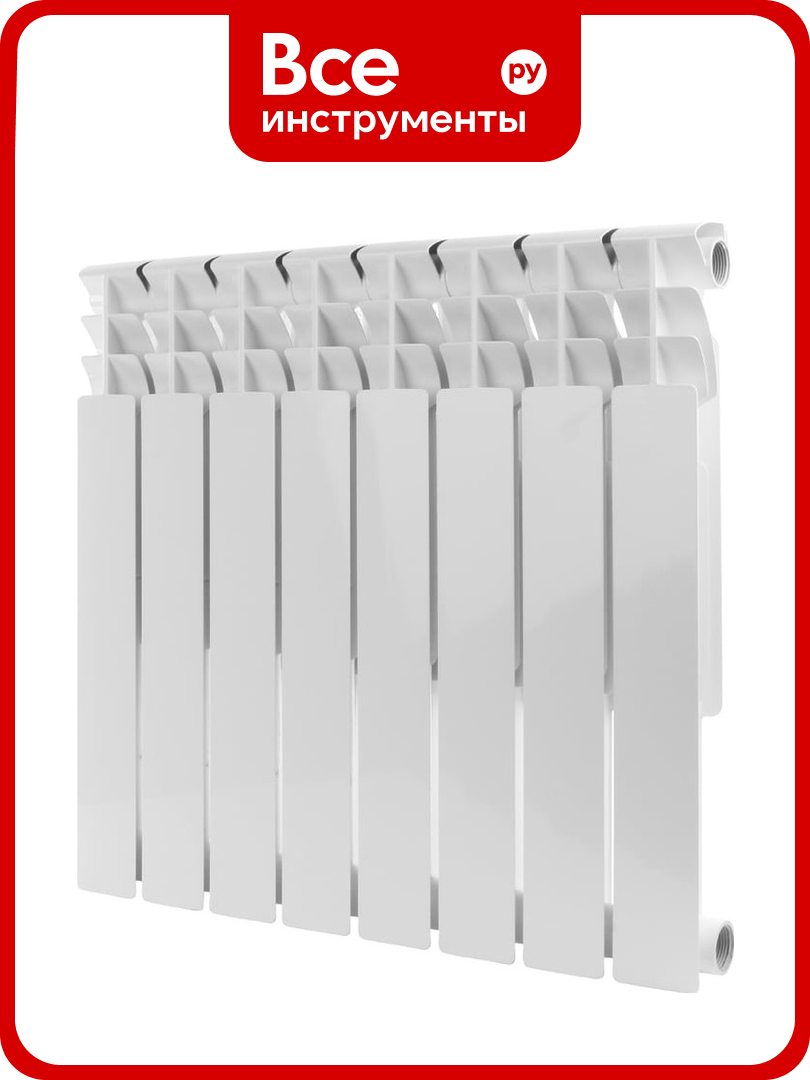 Биметаллический радиатор ROMMER Optima BM 500 8 секций RAL9016 89572, из продольных, коррозионностойкой стали