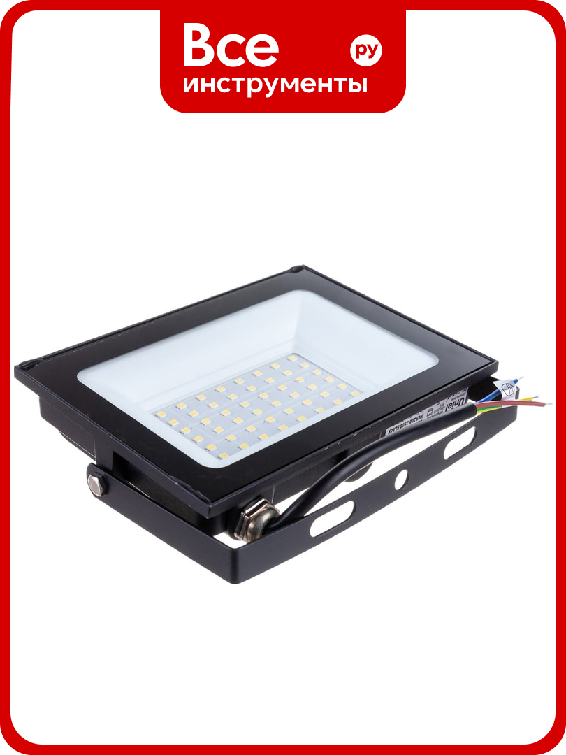 Светодиодный прожектор Uniel 50W 6500K IP65 200-250В BLACK ULF-F21 UL-00007365 алюминиевый корпус прямоугольный