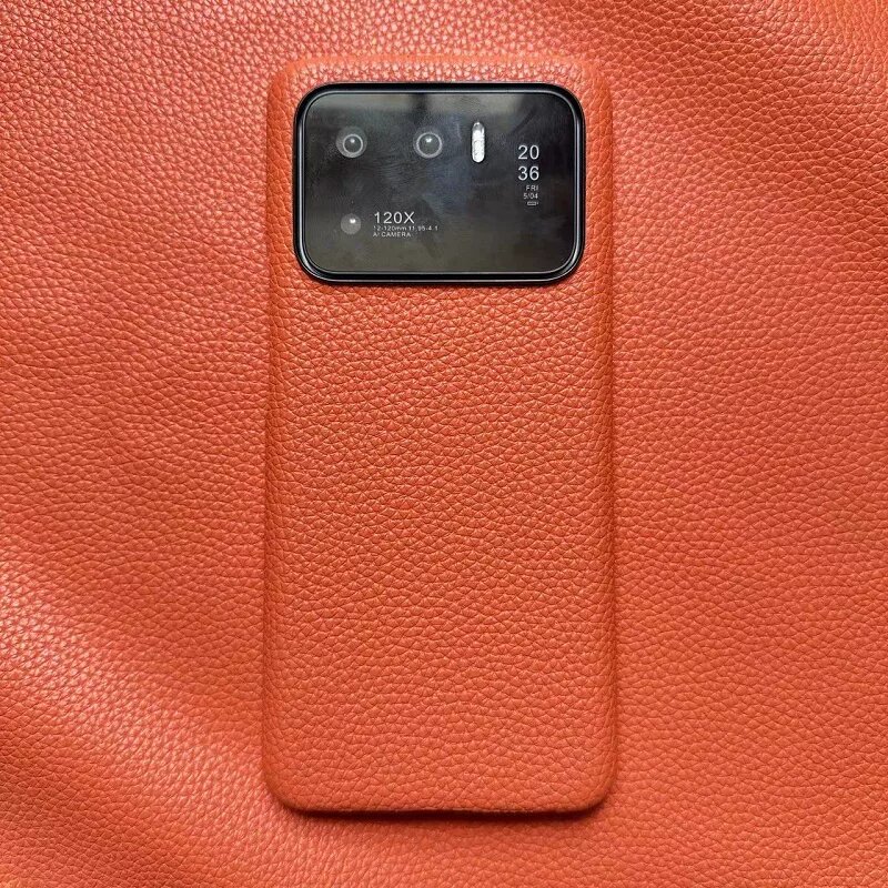 Чехол для телефона Xiaomi Mi 12S Pro из верхней кожи, оранжевый конь, узкий и тонкий