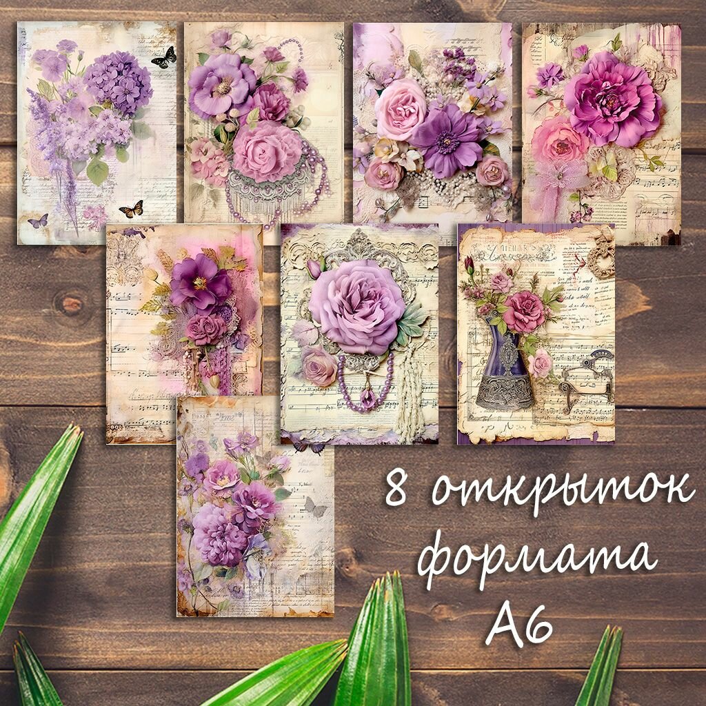 Большой набор открыток Винтаж, 8 штук