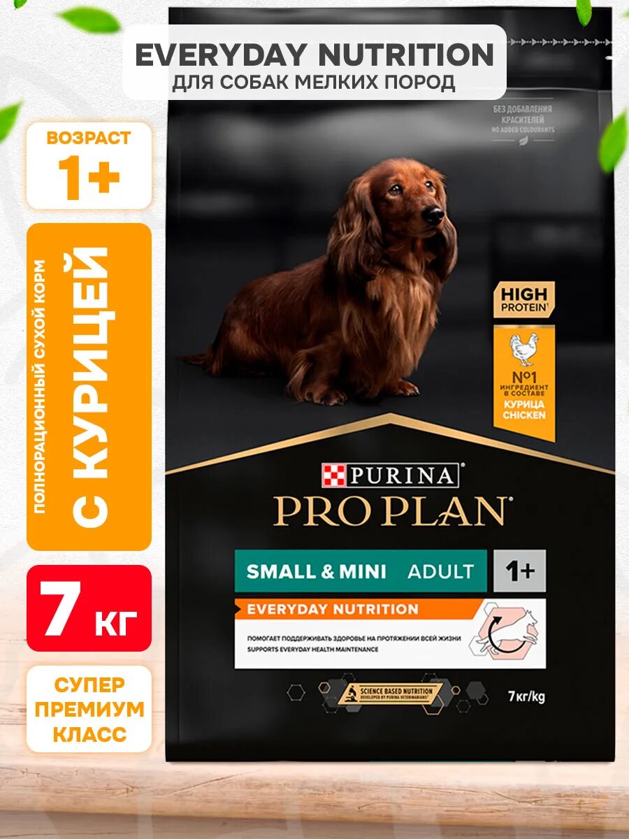Корм сухой Pro Plan Everyday Nutrition для взрослых собак мелких и карликовых пород, курица, 7 кг