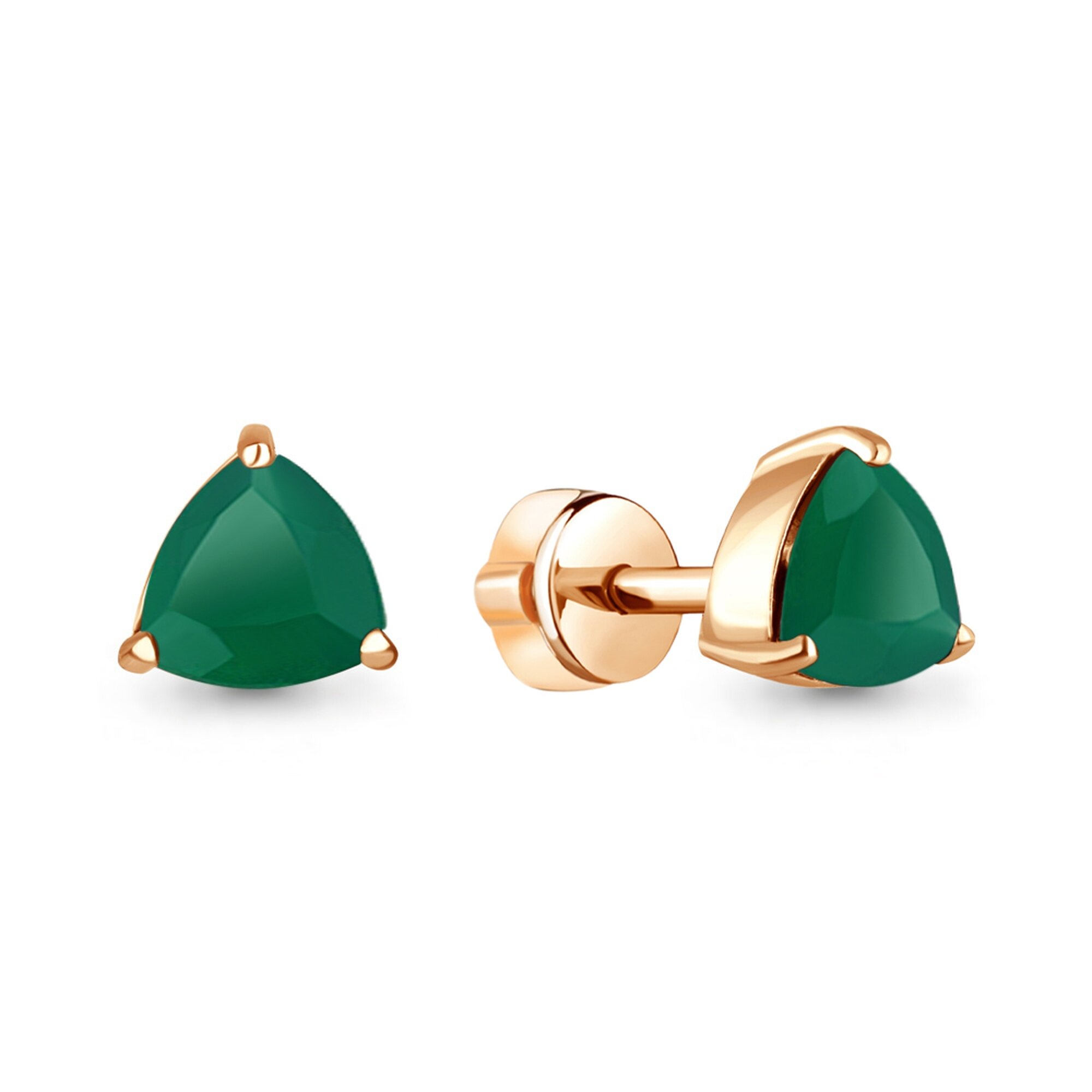 Серьги пусеты, серебро, 925 проба, золочение, агат