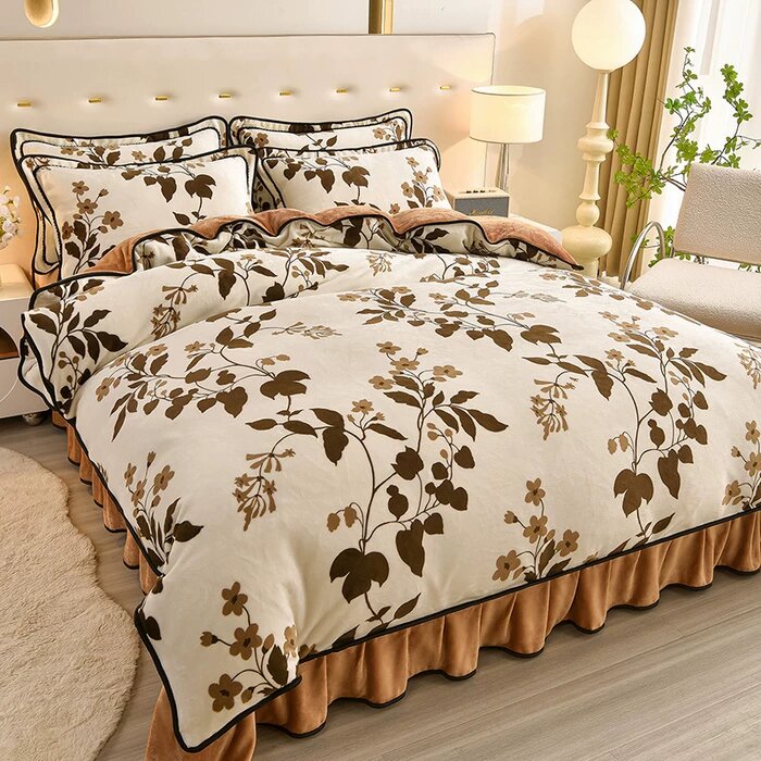 Комплект постельного белья Crystal Home Textiles из утолщенного молочного вельвета, четырехпредметный, двусторонний