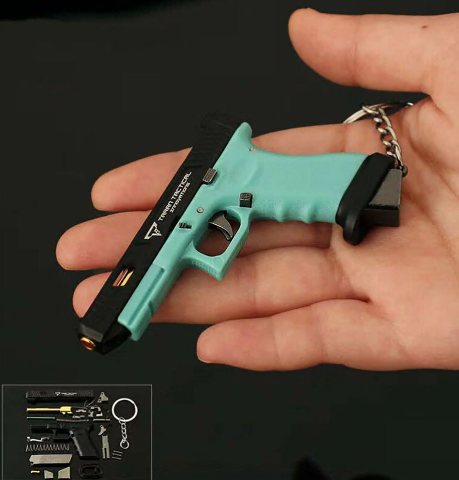 Брелок Glock 34, металл, с функцией разборки и сборки, черный