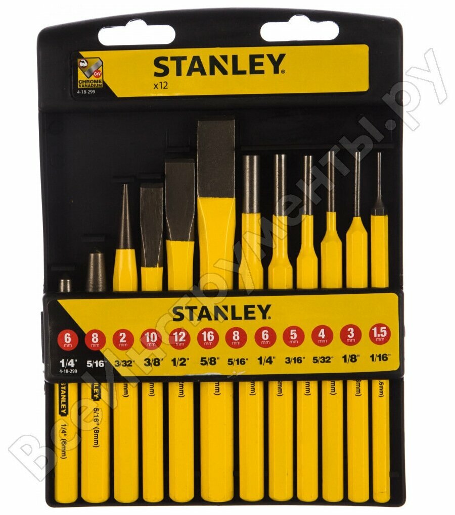 Набор бородков и зубил слесарных Stanley 4-18-299 12 штук