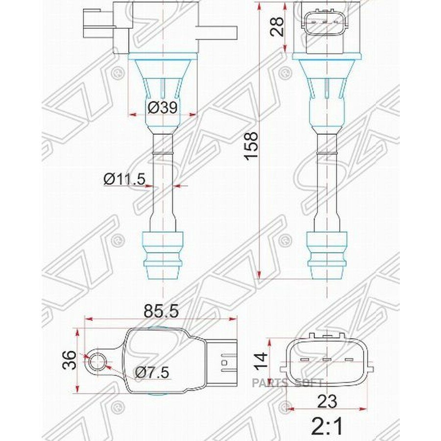 Катушка зажигания Nissan AD 99-16 / Almera 12-19 QR20DE, QR25DE от официального дистрибьютора, SAT, артикул ST224488H315