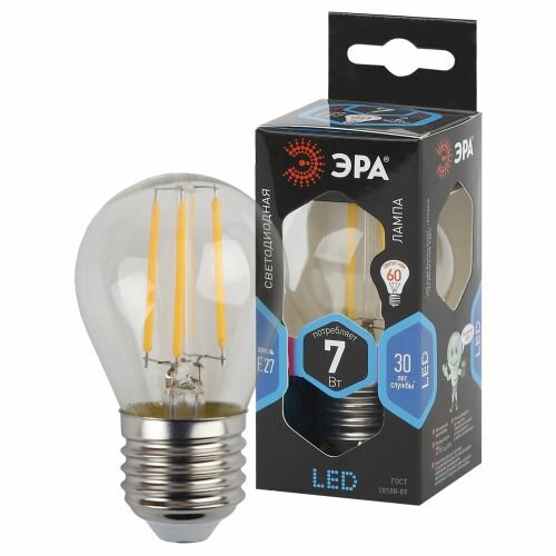 Лампа светодиодная филаментная F-LED P45-7w-840-E27 Эра Б0027949