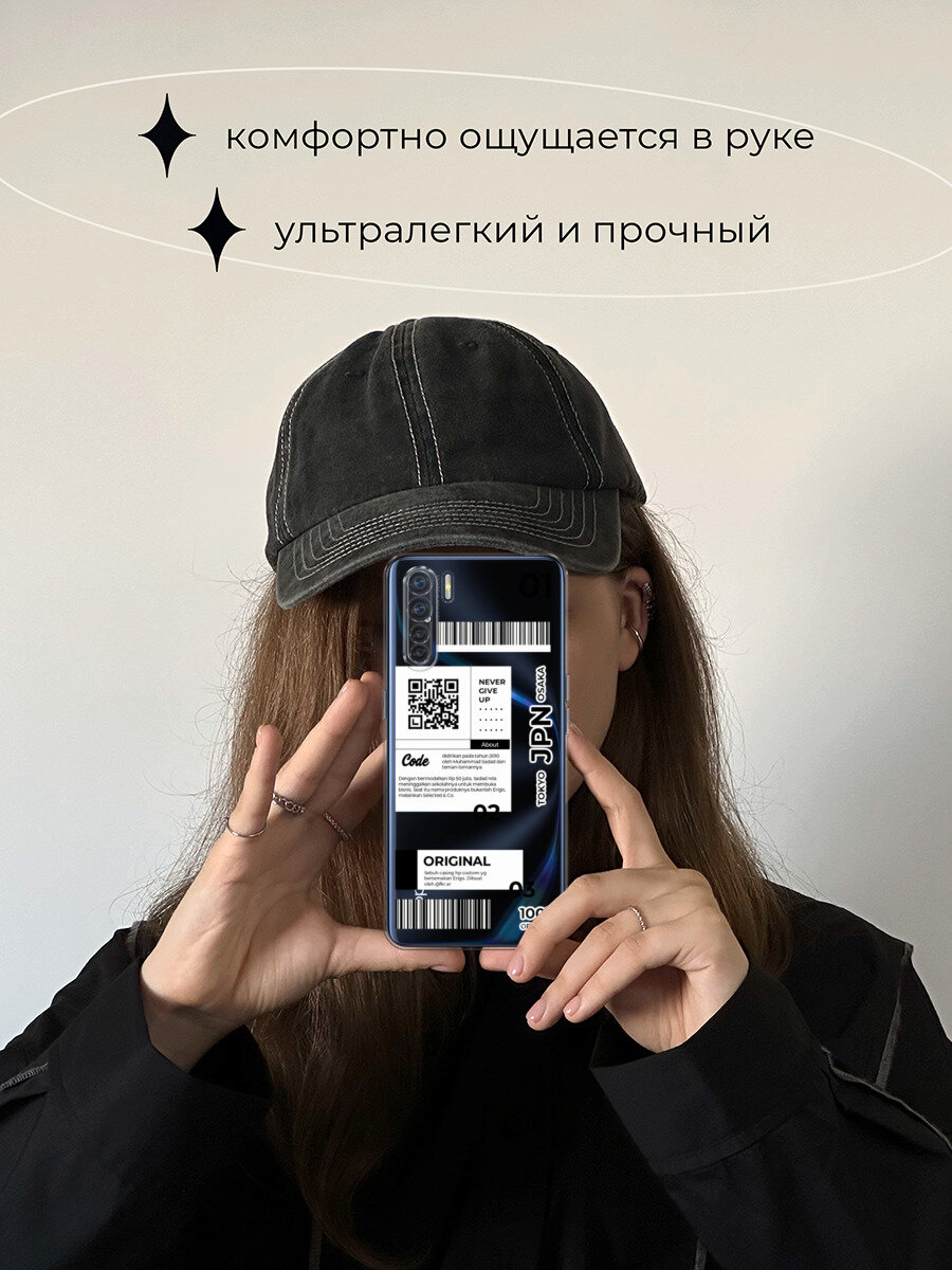 Чехол на Oppo A91/Reno 3 / Оппо A91/Рено 3 с принтом "JPN", прозрачный — фото 1