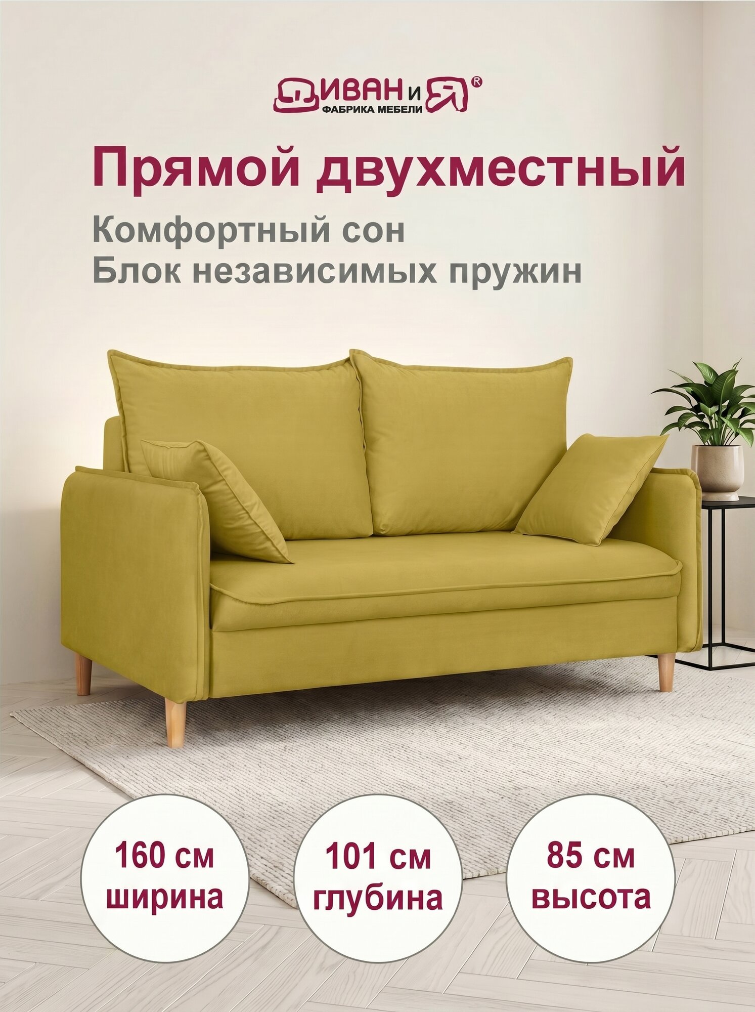 Диван-кровать Ханс на блоке независимых пружин, 160х100х85, спальное 138х195