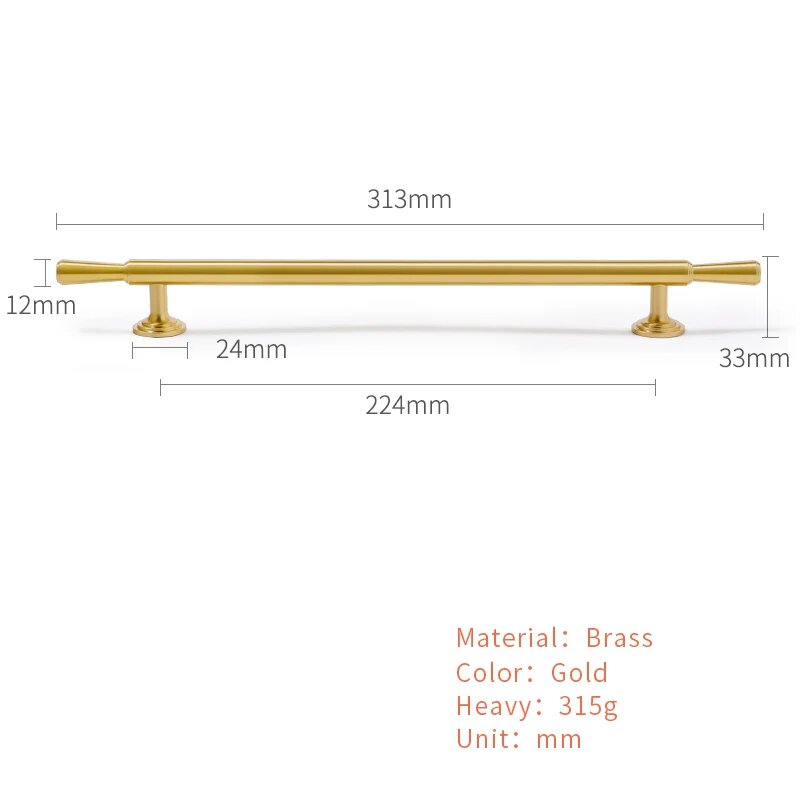 Сантая Латунные ручки для шкафов Pitch-Row-224mm