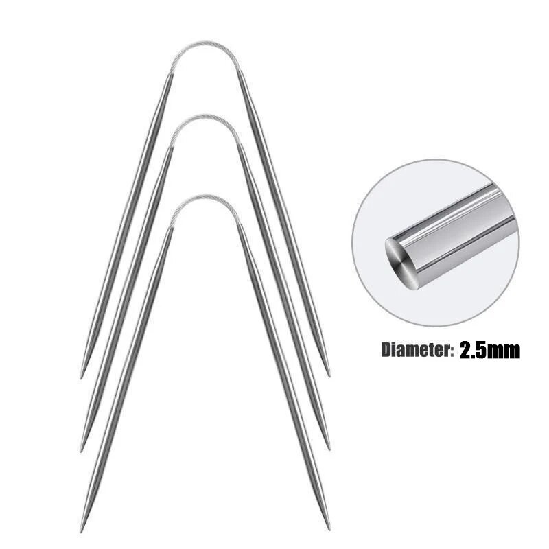 Вязальные спицы из нержавеющей стали 2.5mm, 3 шт.