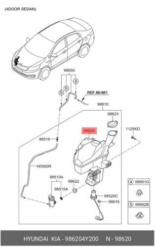 Бачок жидкости стеклоомывателя Hyundai / Kia (Mobis) 986204Y200