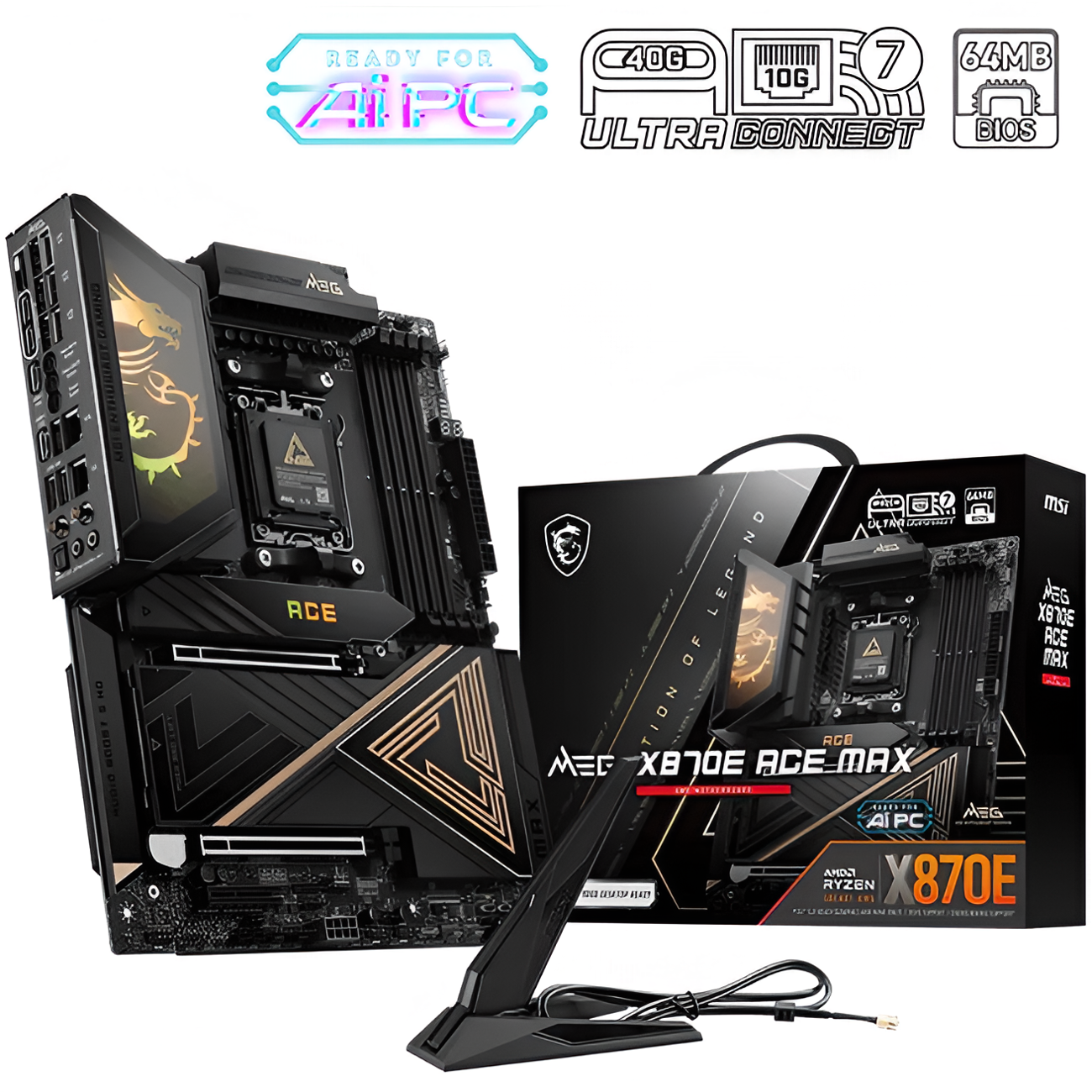 Материнская плата MSI MEG X870E ACE MAX (AM5/AMD X870E/4xDDR5/2xPCI-Ex16/5xM.2/SB/Wi-Fi/BT/GLAN/HDMI/2xUSB4 Type-C/ATX)