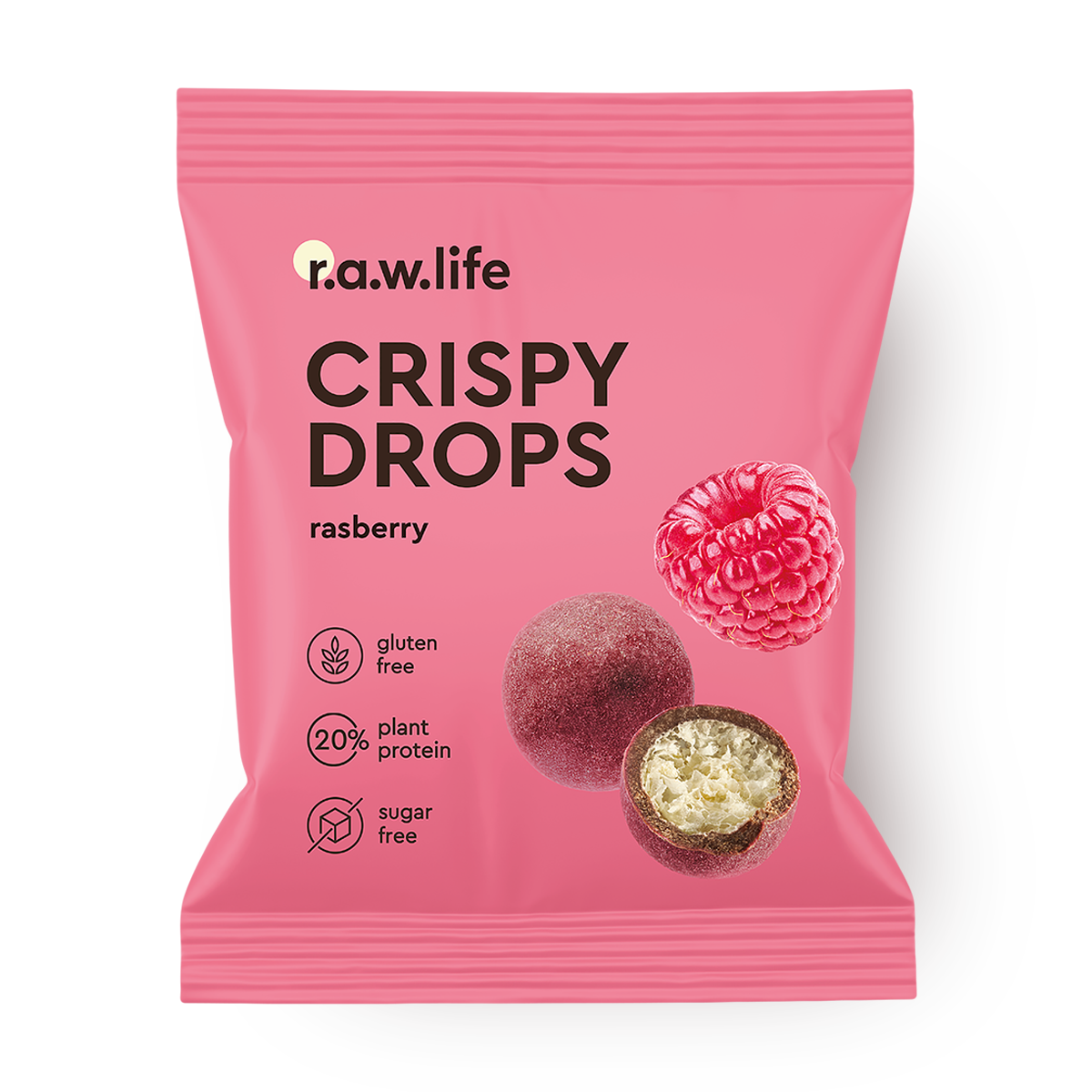 Драже в шоколаде R.A.W. Life Crispy Protein Drops малина