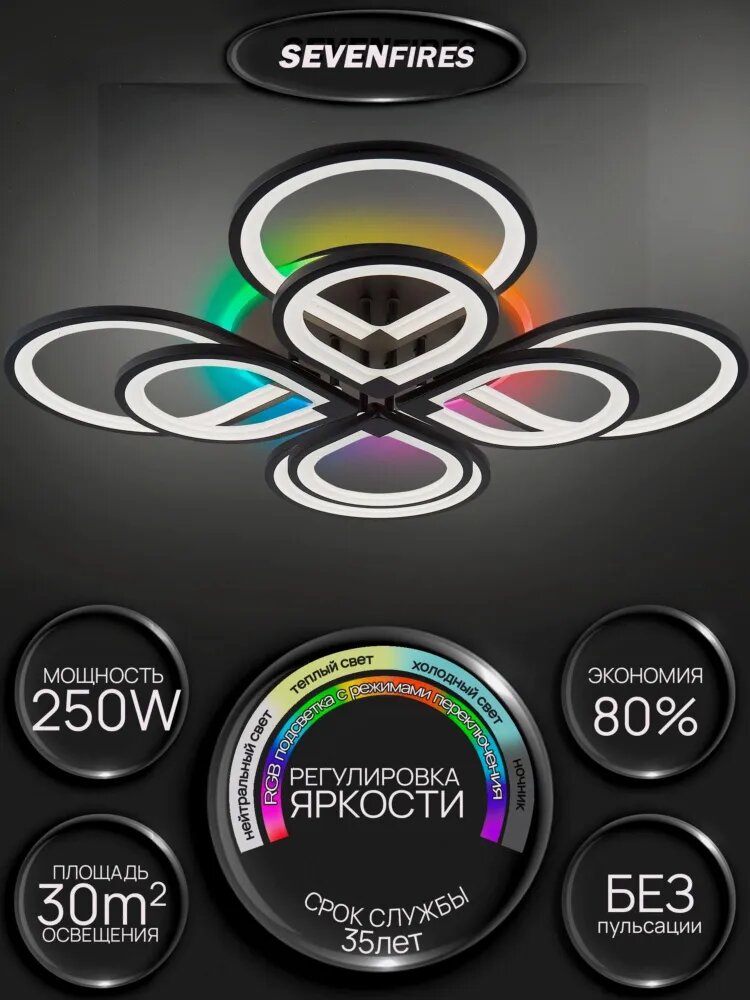 Люстра, LED, 250 Вт