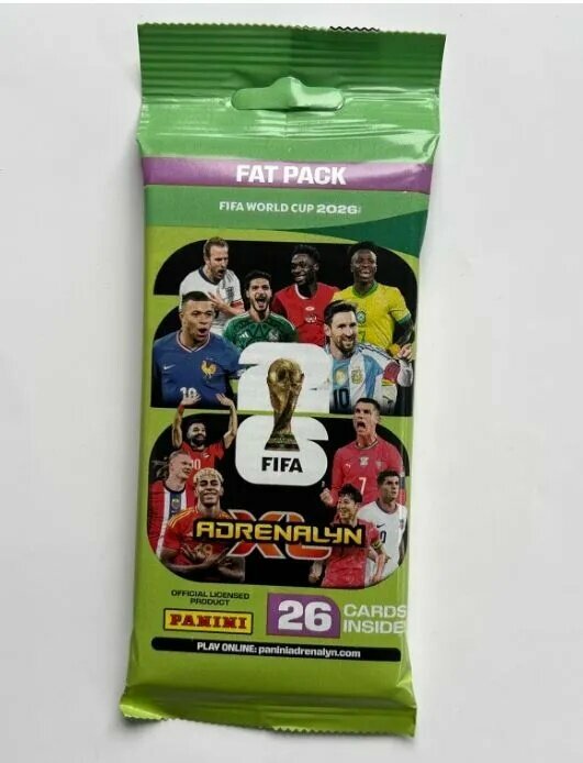 Карты футбольные коллекционные Panini AXL 2026 (толстый бустер ЧМ), 26 карт в упаковке, чемпионат мира по футболу 2026, россыпь, лицензия