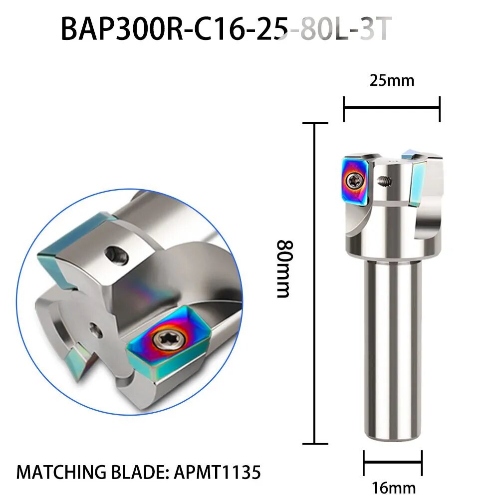 Фрезерный брус с лезвием BAP300R-C16-25-80L-3T
