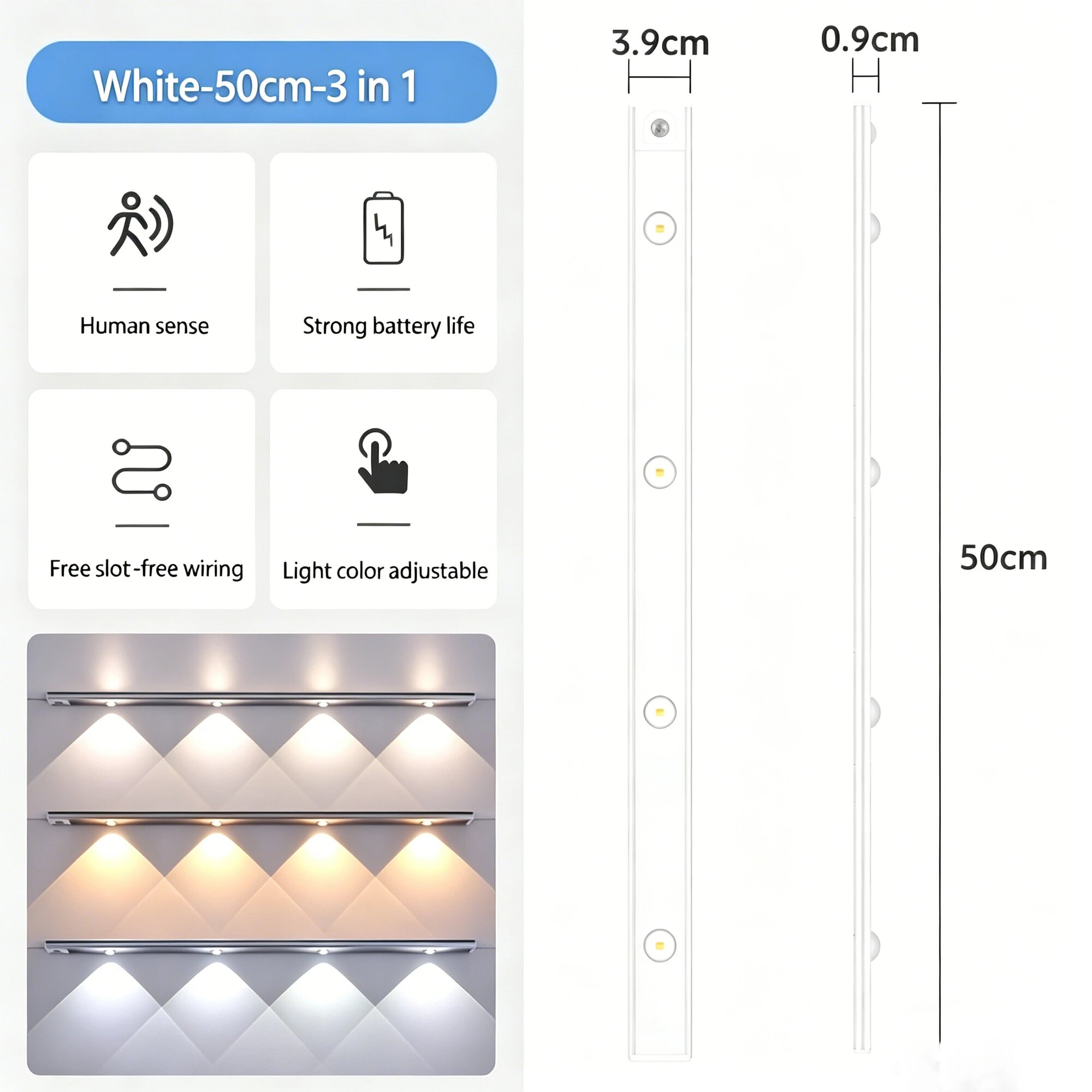 Светодиодная лента для шкафа White-50cm-4LED