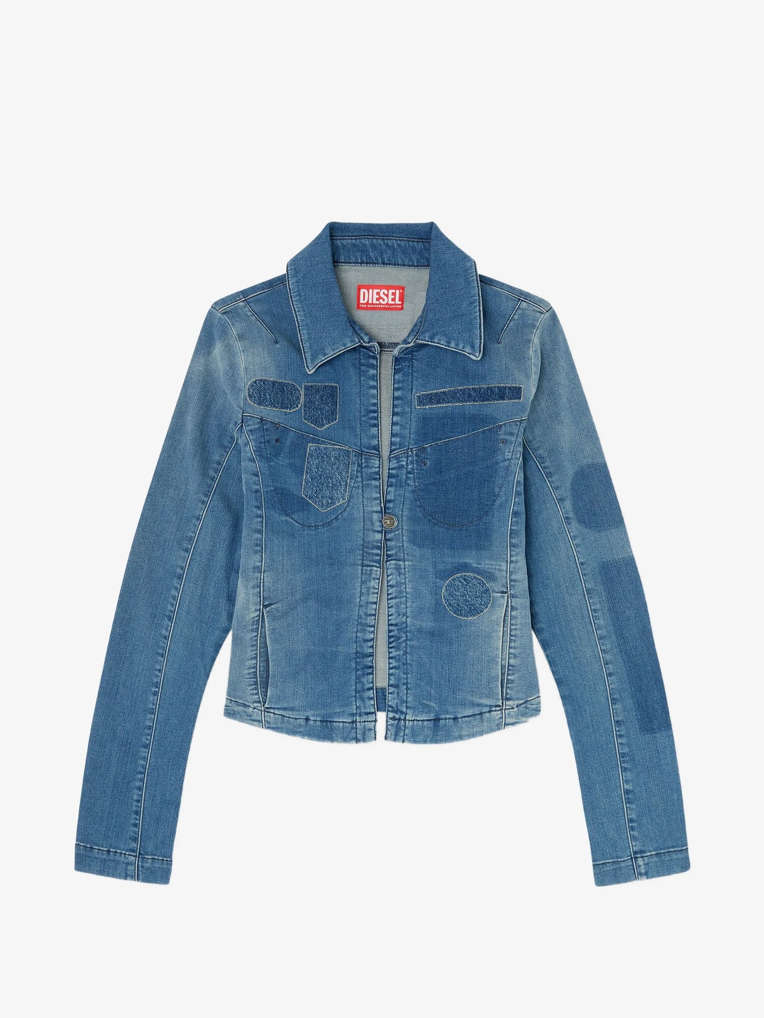 Рубашка One-button denim shirt with patch effects