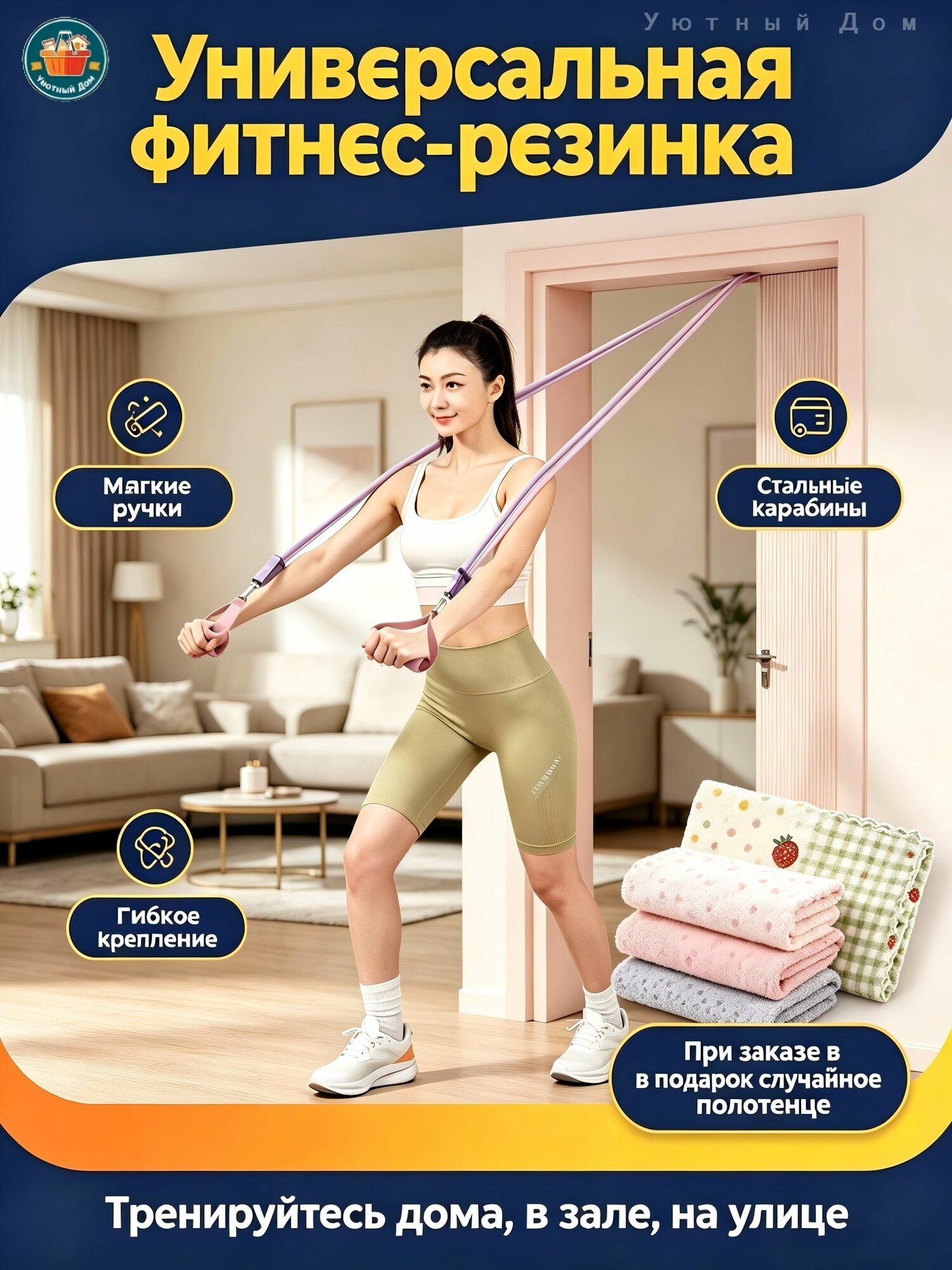 Фитнес-эластичная лента,11 шт, Розовый