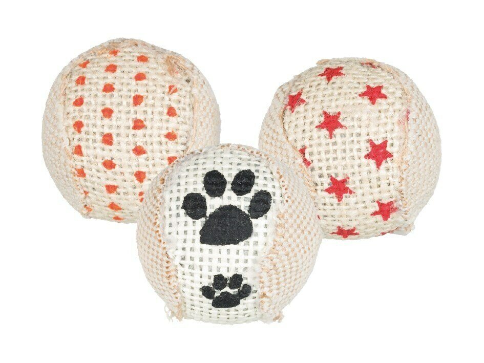 Джутовый мячик Rattle, пластик, ø 5 см, 3 шт, Trixie