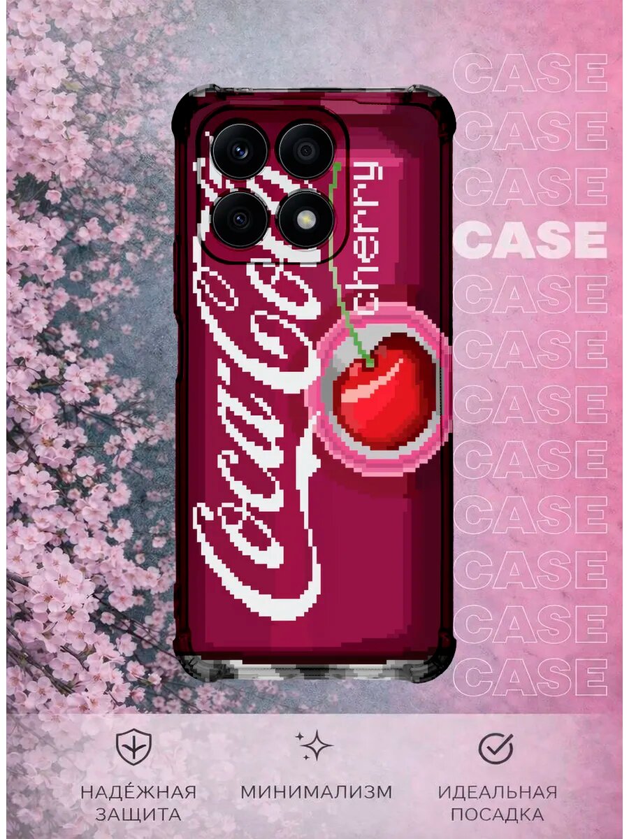 Чехол на Honor X8A с принтом Coca Cola Cherry