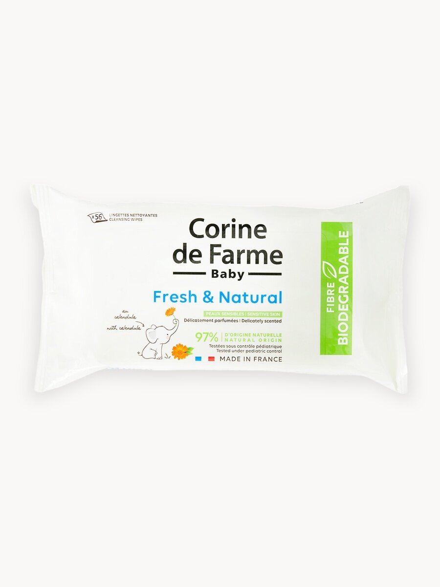 Влажные салфетки Corine de Farme для детей с календулой свежесть 56 шт