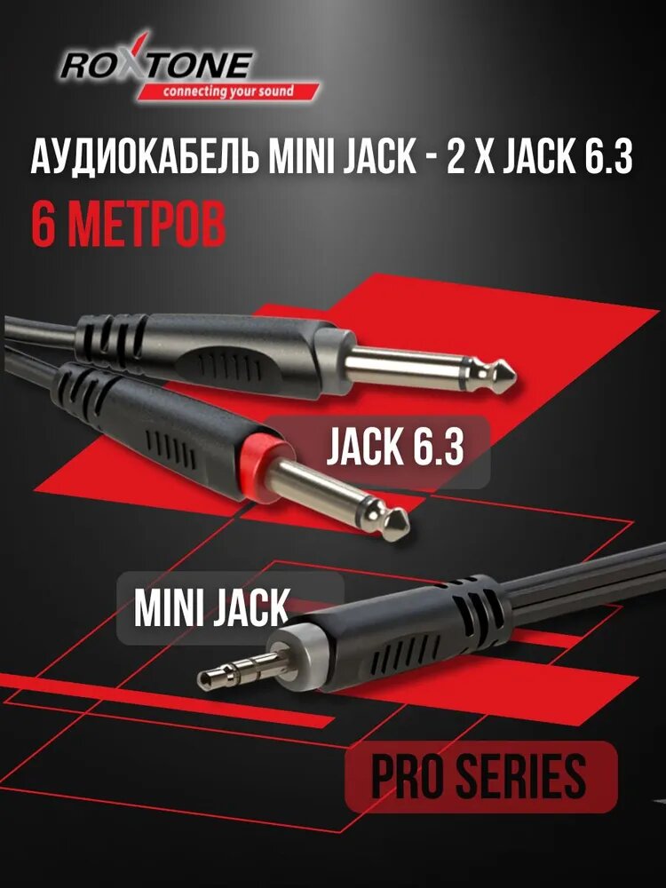 Аудиокабель Roxtone RAYC130/6 Jack 3.5 - 2 Jack 6.3