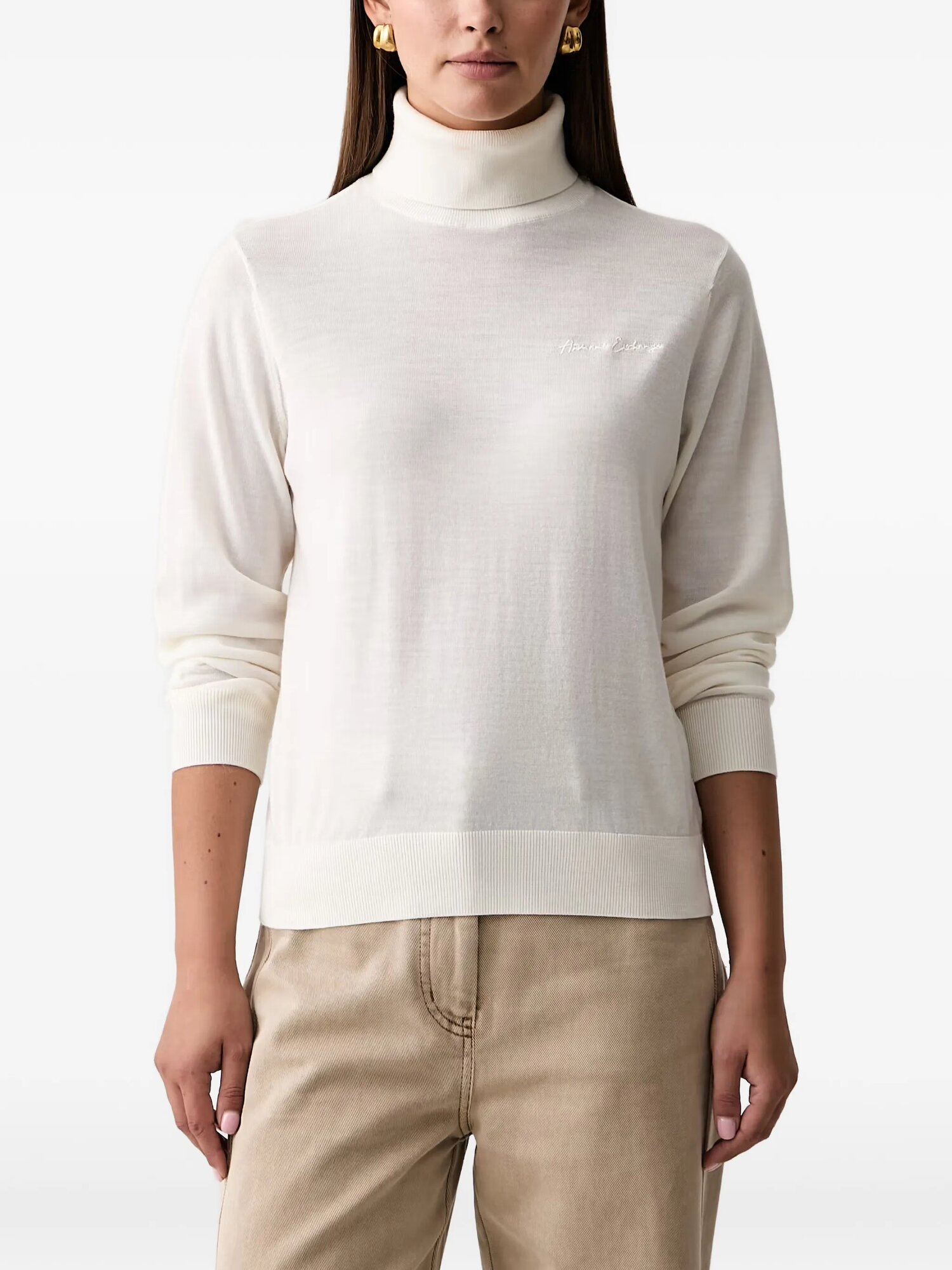 Свитер Armani Exchange Logo-embroidered roll-neck sweater