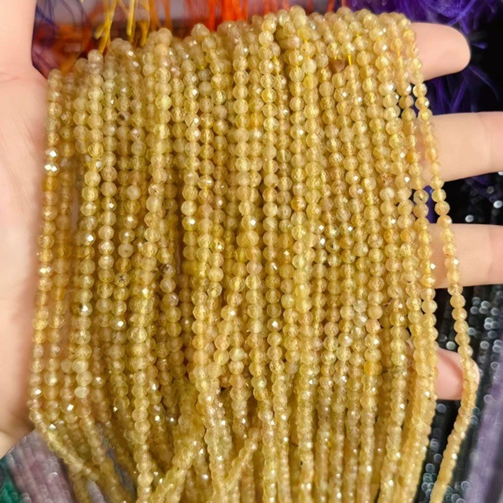 Огранённые круглые бусины из жёлтый апатит, для создания украшений, бусины для рукоделия, 4мм (около 90 шт.)