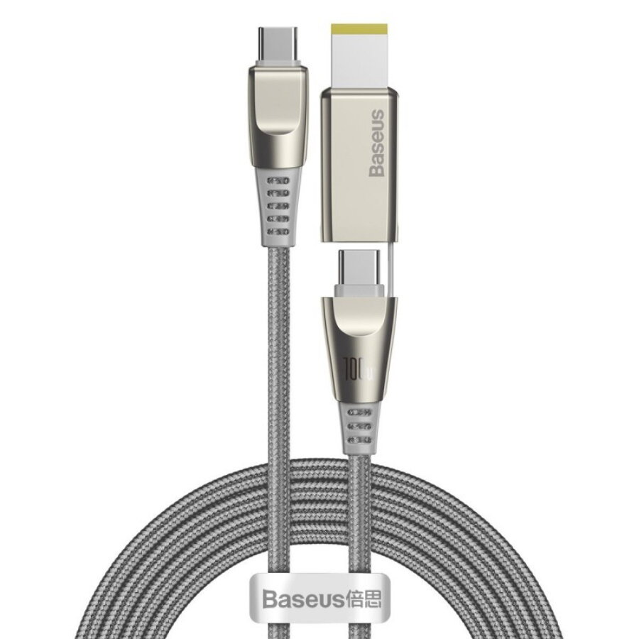 Кабель Baseus Flash Series One-for-two Fast Charging Data Cable with Square Head Type-C to Type-C+DC 100W 2m Grey (CA1T2-B0G)