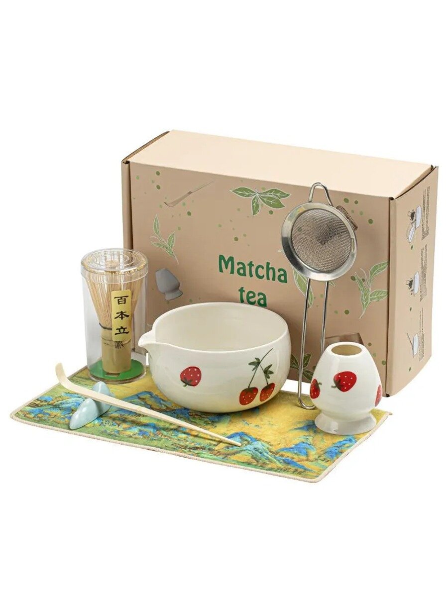 Набор для приготовления матчи, белый и красный, 1 шт, 500 г, Китай
