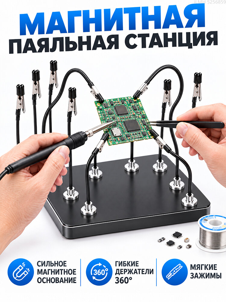 ILMH Магнитный держатель для пайки и моделирования, 10 зажимов с гибкими стержнями, металлический органайзер