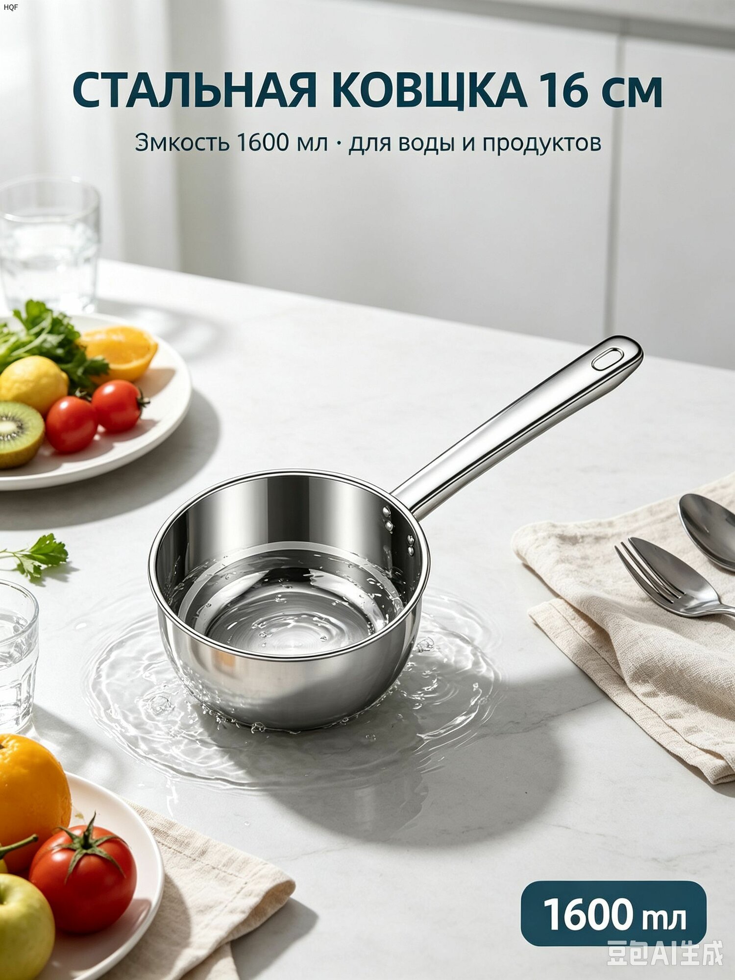 Кухонный ковш 1.6 л, нержавеющая сталь