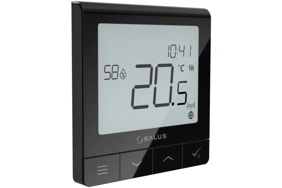 Salus Терморегулятор SQ610RF программируемый, беспроводной Wi-Fi, Черный