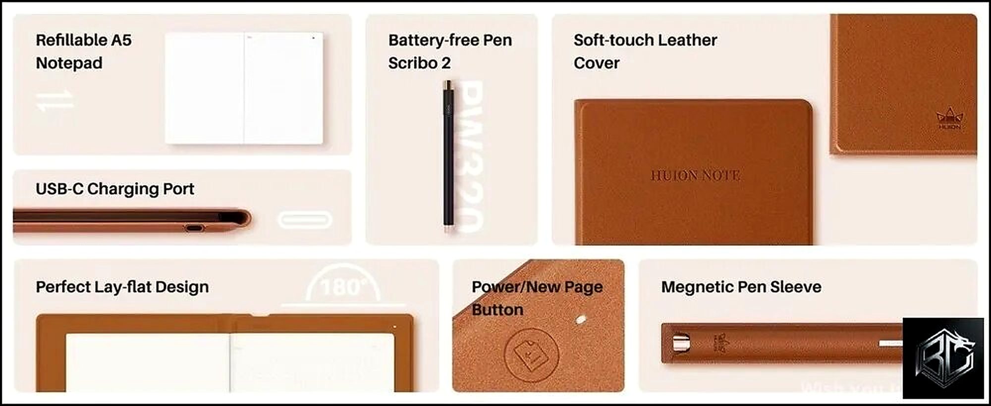 Графический планшет Цифровой блокнот HUION Note 2-в-1, беспроводной Bluetooth-планшет