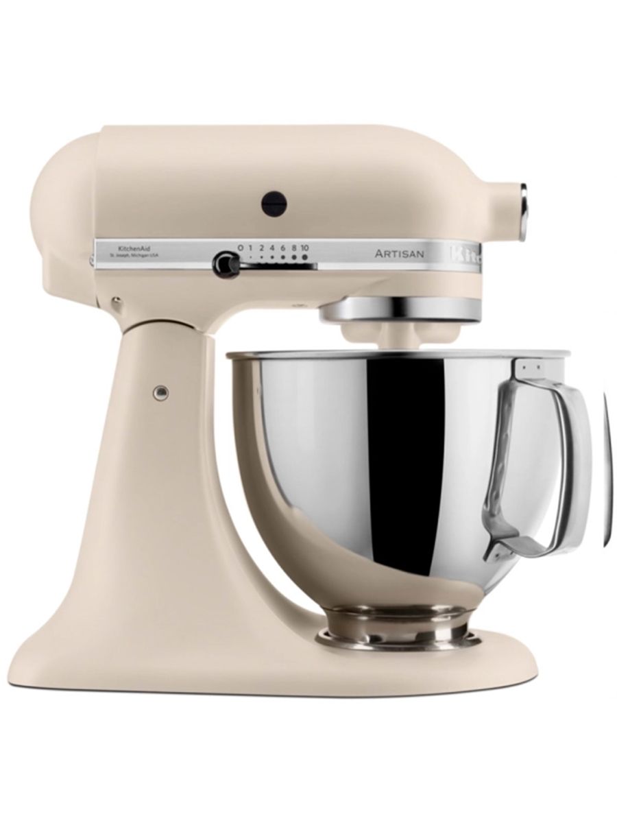 Миксер планетарный настольный KitchenAid 5KSM125EAC, 300 Вт, чаша 4.8 л, 3 насадки, молочный коктейль
