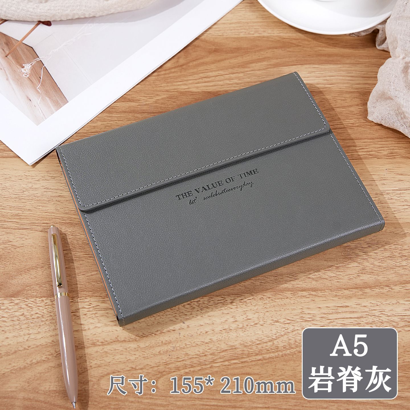 Блокнот A5 PU кожа, минималистичный деловой дневник, эстетичный планировщик, цвет серый, портативный журнал