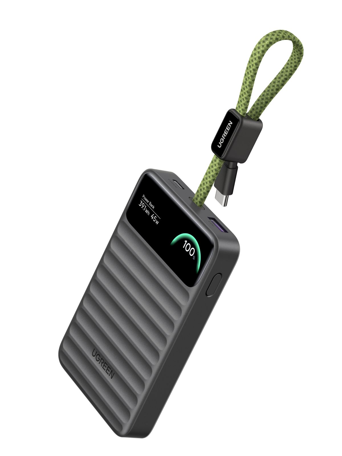 Внешний аккумулятор UGREEN PB603 (95294B) 45W USB-C&USB-A 10000mAh With Built-in Cable Fast Charging Power Bank (CCC) со встроенным кабелем. Цвет: серый